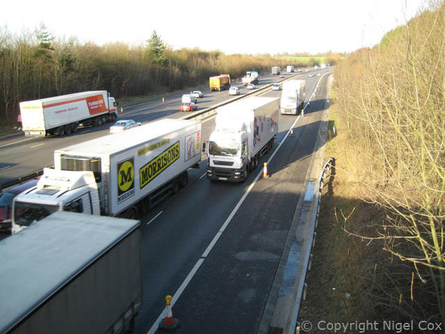 Lorry drivers deliberately blocking outside lanes